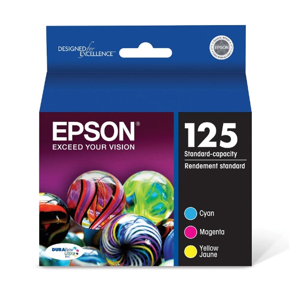 Epson 125 DURABrite Ultra Color Ink Cartridges, C/M/Y 3-Pack - T125520 ...