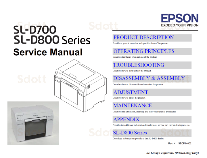 EPSON SureLab SL-D700 D800 D870 Service Manual – Wide Image Solutions