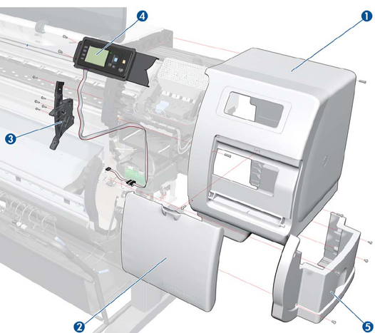 CQ105-67005 Front panel and cable set - For the DesignJet T7100/T7200 ...