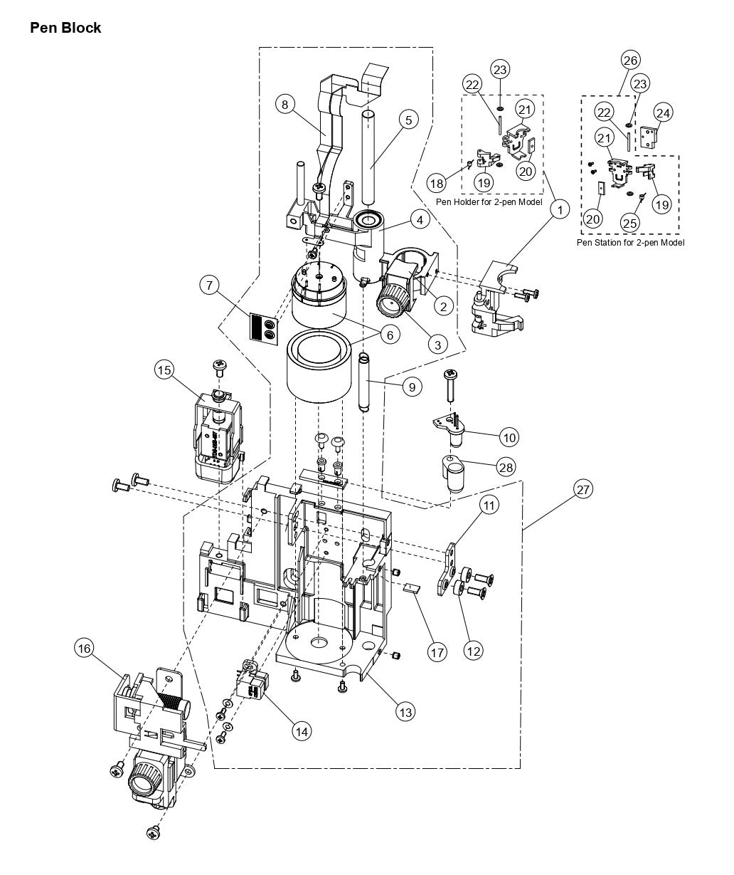 Pen Block Assy (with Pen Carriage Cover) for Graphtec FC8600 (792800718 ...